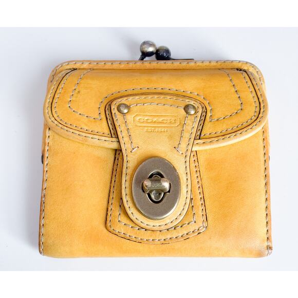 Coach | Bags | Rare Vintage Yellow Coach Wallet 65th Anniversary ...